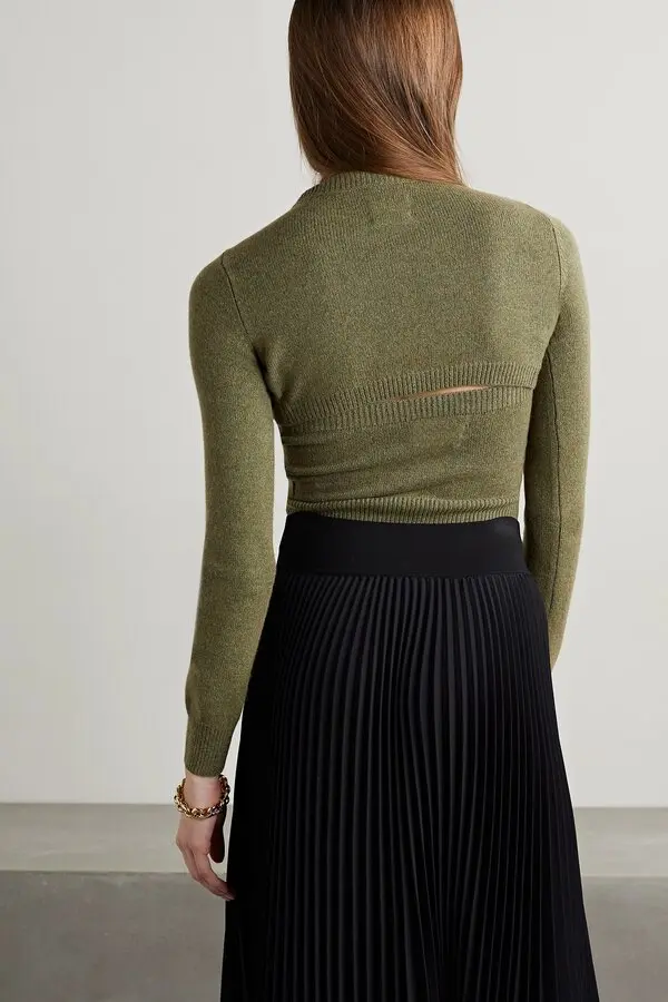 DEVEAUX Clara Merino Wool And Cashmere-blend Top And Cardigan Set