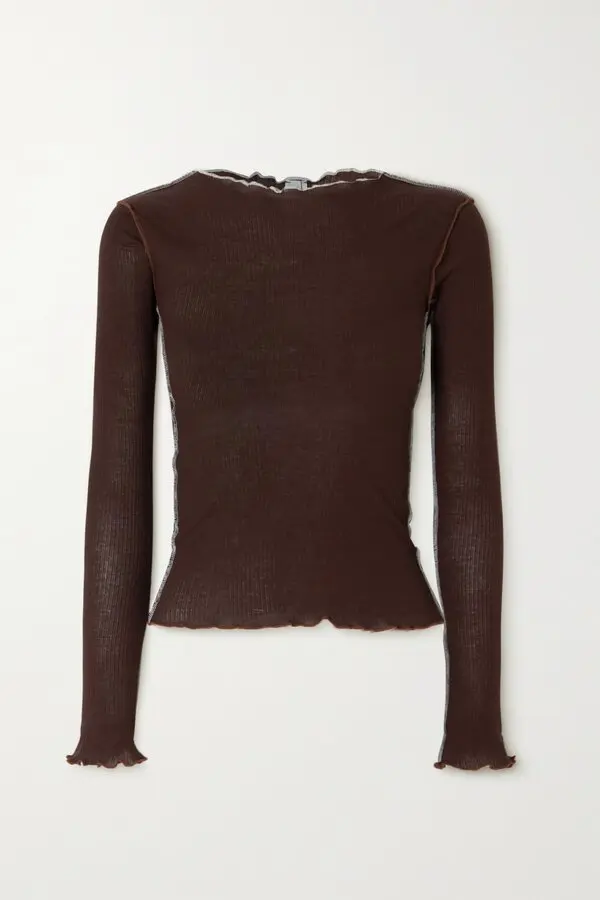 BASERANGE Vein Ribbed Organic Cotton-jersey Top