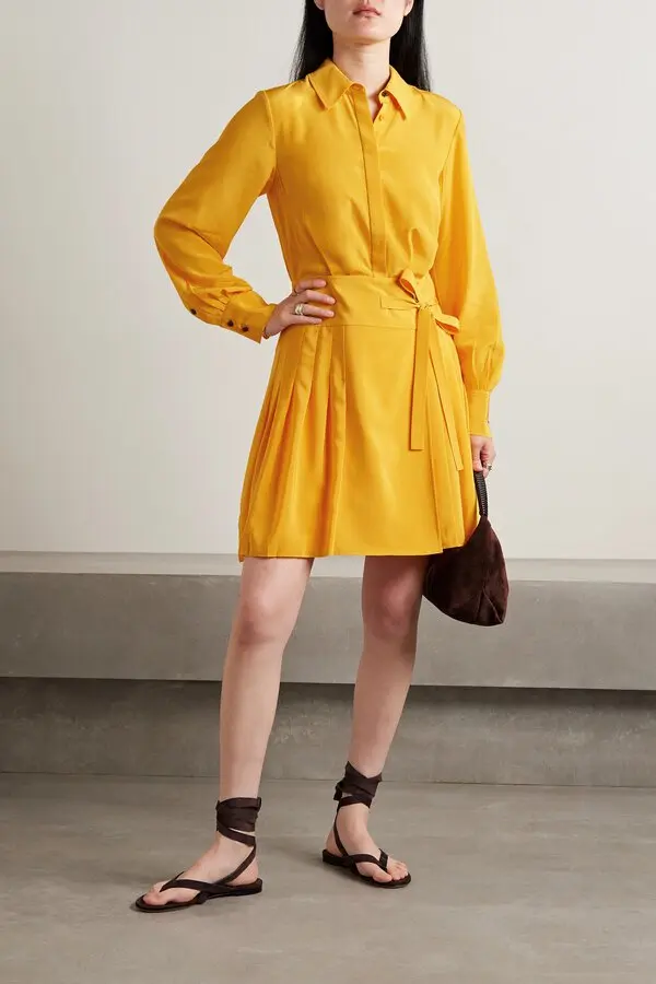 jason wu pleated shirt dress Jason Wu Pleated Long Sleeve Shirt Dress in Pink Silk Brown ref.3206186