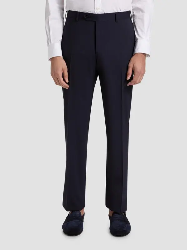 Canali Stretch Wool Trousers - Navy
