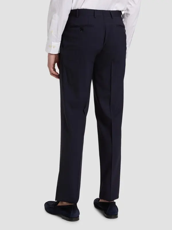 Canali Stretch Wool Trousers - Navy