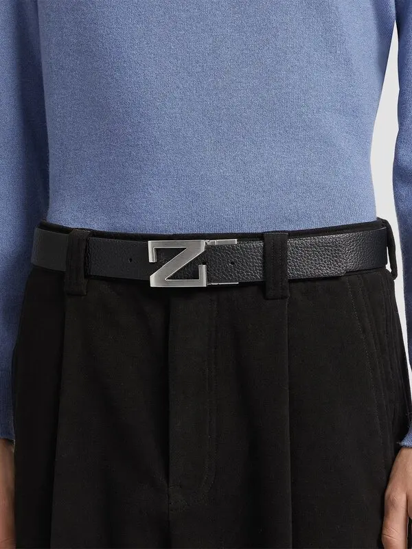Zegna Reversible Leather Belt - Black