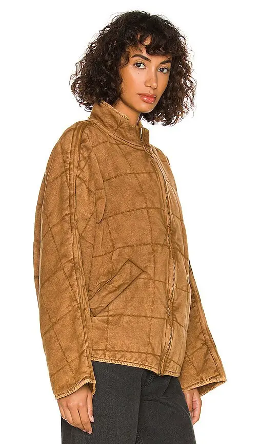 Free People Dolman Quilted Knit Jacket In Tan