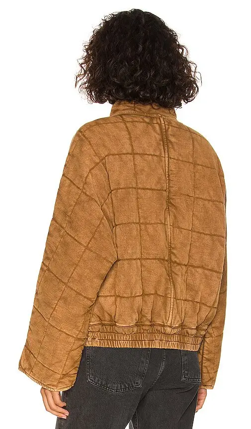 Free People Dolman Quilted Knit Jacket In Tan