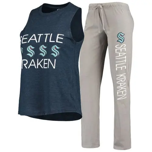 CONCEPTS SPORT Deep Sea Blue/gray Seattle Kraken Meter Tank Top & Pants Sleep Set - Navy