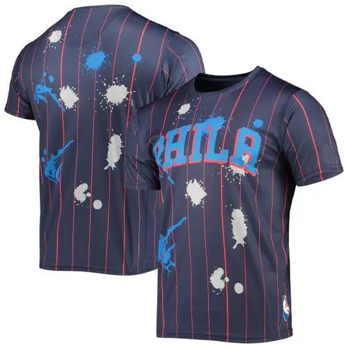 FISLL Philadelphia 76ers Striped Splatter T-shirt - Navy