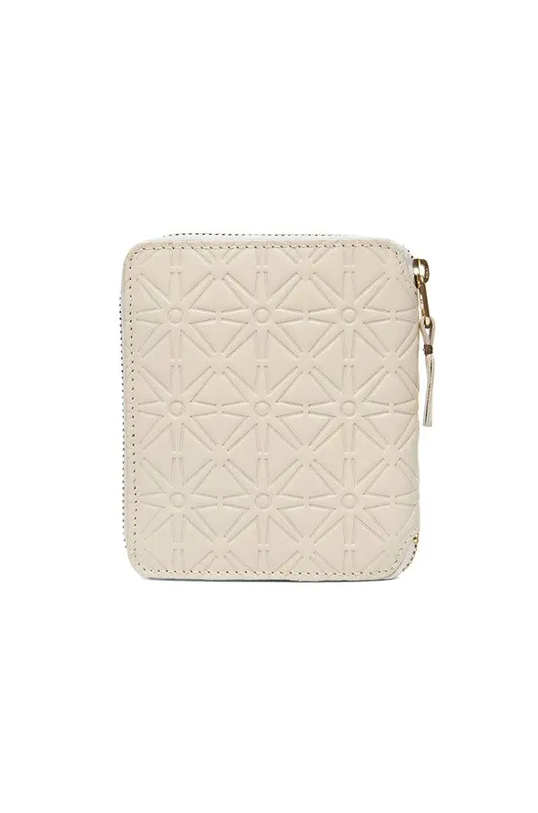Comme Des Garçons Star Embossed Zip Fold Wallet In White