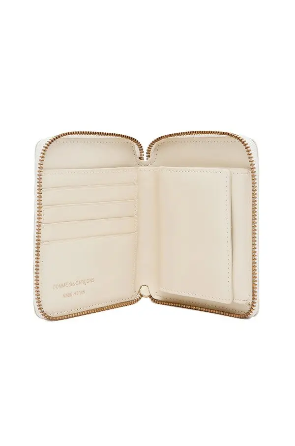 Comme Des Garçons Star Embossed Zip Fold Wallet In White