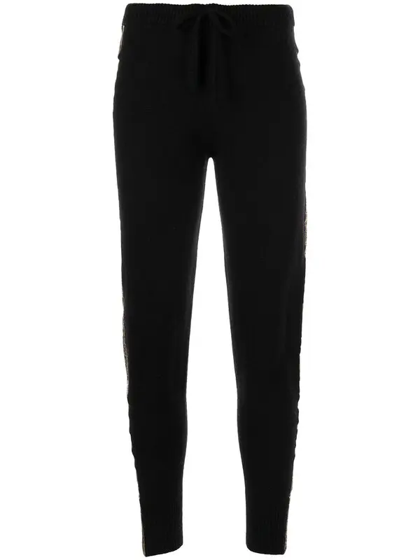 MADISON MAISON Laminated-stripe Cashmere Trousers - Black