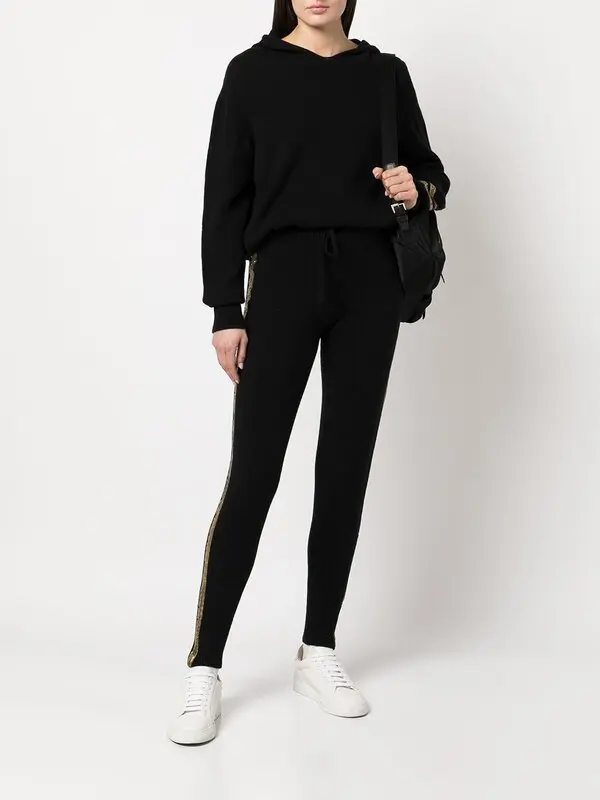 MADISON MAISON Laminated-stripe Cashmere Trousers - Black