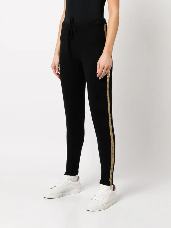 MADISON MAISON Laminated-stripe Cashmere Trousers - Black