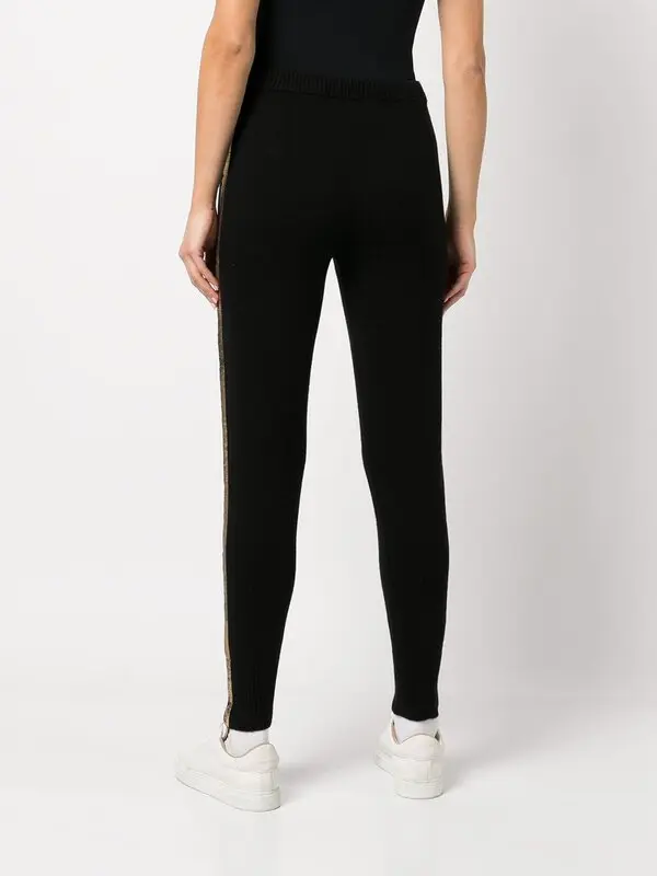 MADISON MAISON Laminated-stripe Cashmere Trousers - Black