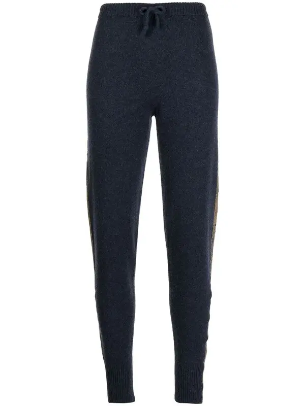 MADISON MAISON Laminated-stripe Cashmere Trousers - Blue