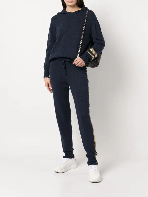 MADISON MAISON Laminated-stripe Cashmere Trousers - Blue