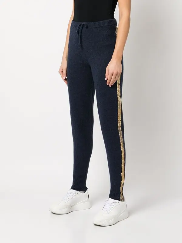 MADISON MAISON Laminated-stripe Cashmere Trousers - Blue