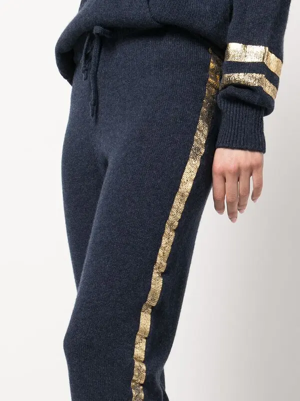 MADISON MAISON Laminated-stripe Cashmere Trousers - Blue