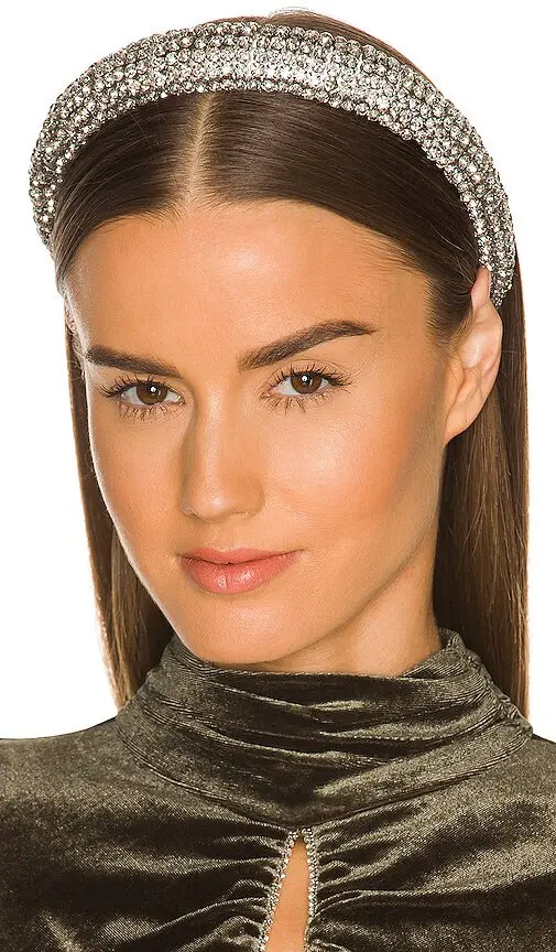 Lele Sadoughi All Over Alice Headband In Metallic Silver In  display picture 3
