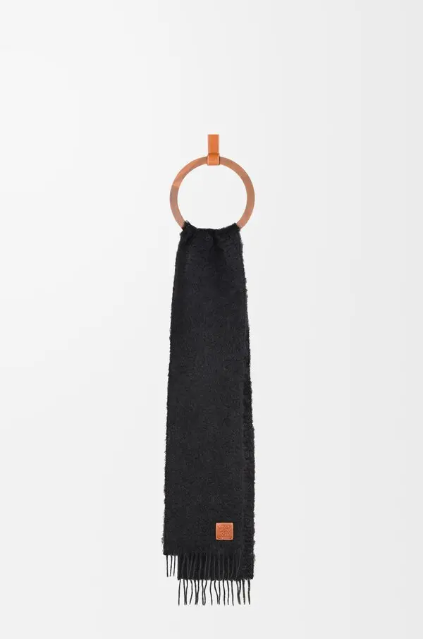 Loewe Scarf In Mohair And Wool - Black