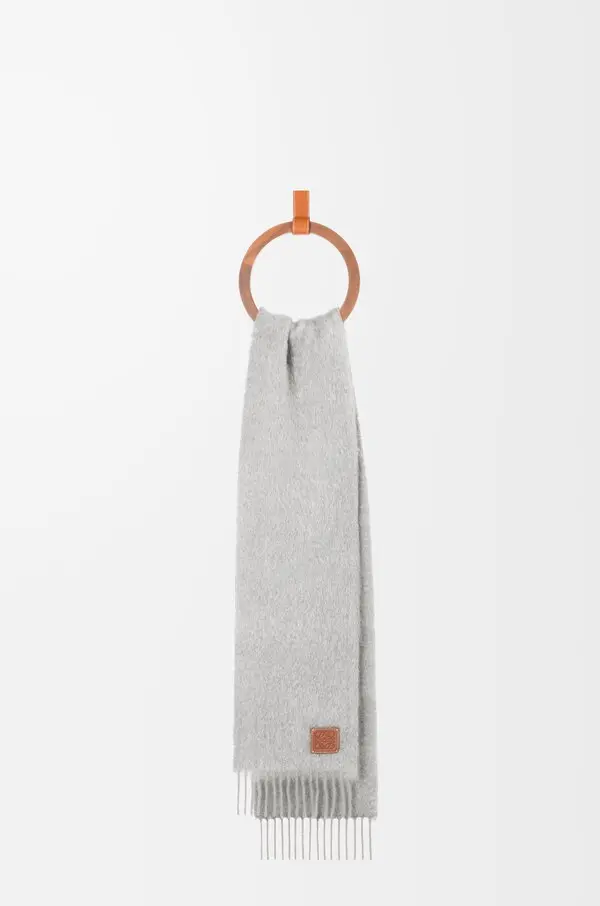 Loewe Scarf In Mohair And Wool - Light Grey