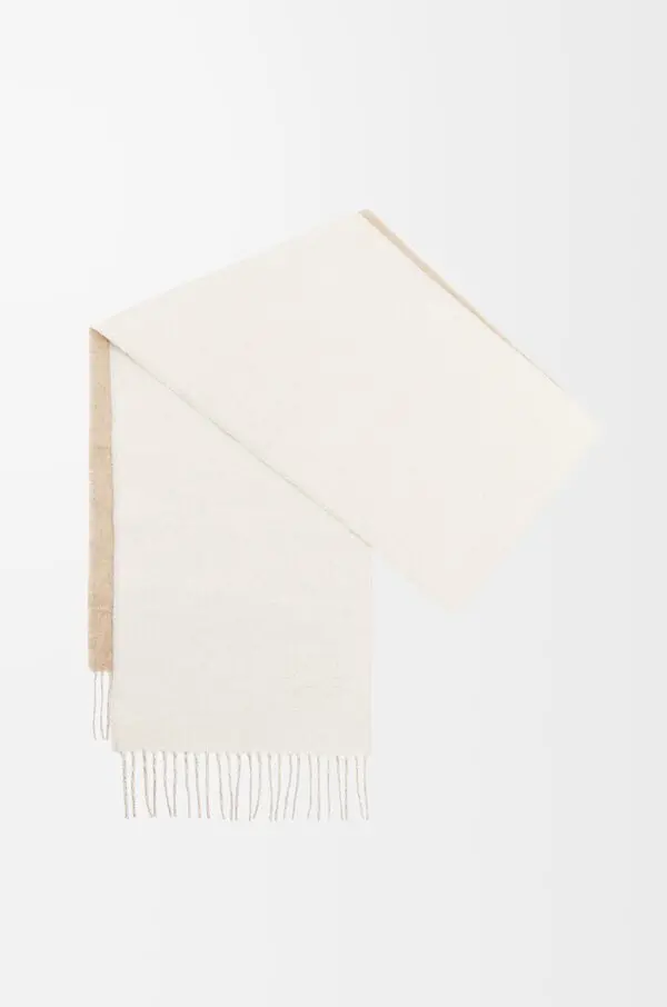 Loewe Scarf In Wool And Cashmere - Ivory/sand