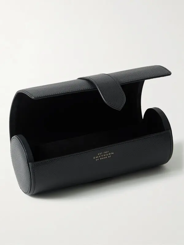 Smythson Panama Cross-grain Leather Watch Roll