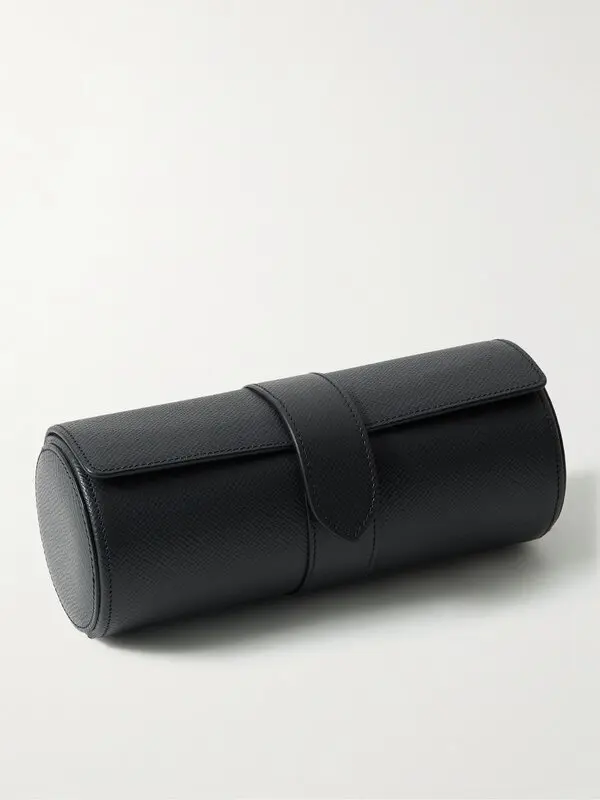 Smythson Panama Cross-grain Leather Watch Roll