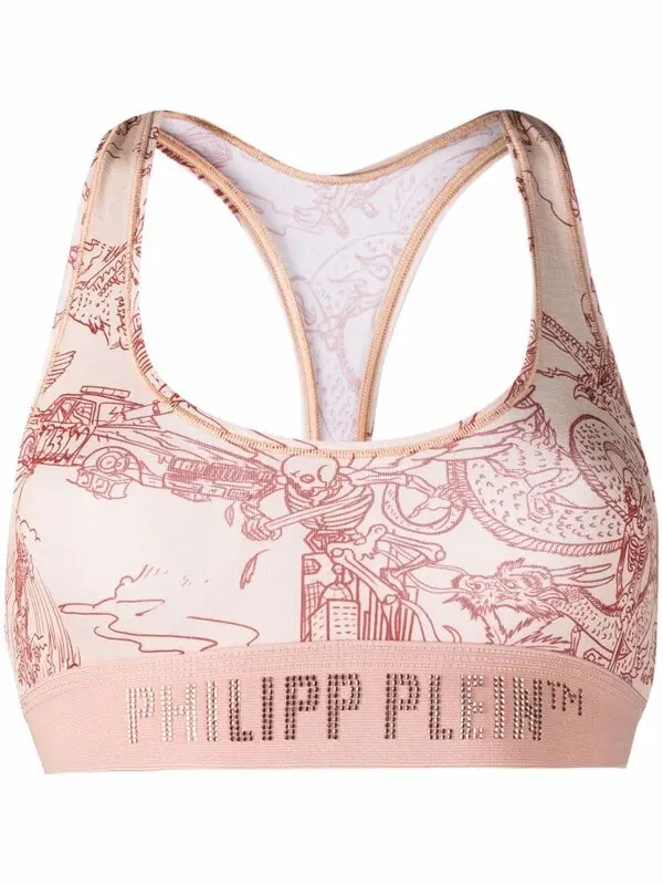 Philipp Plein Logo-underband Skeleton-print Bra