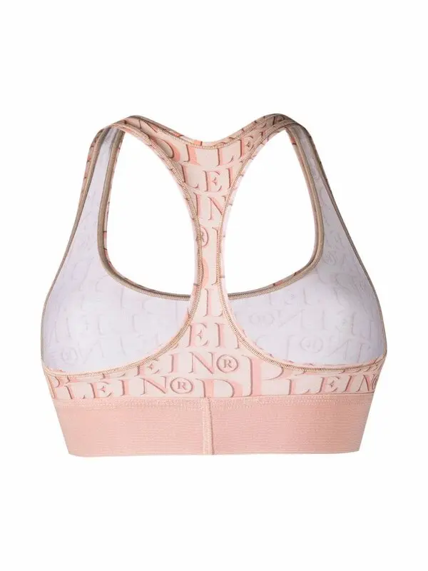Philipp Plein Logo Print Studded Bra