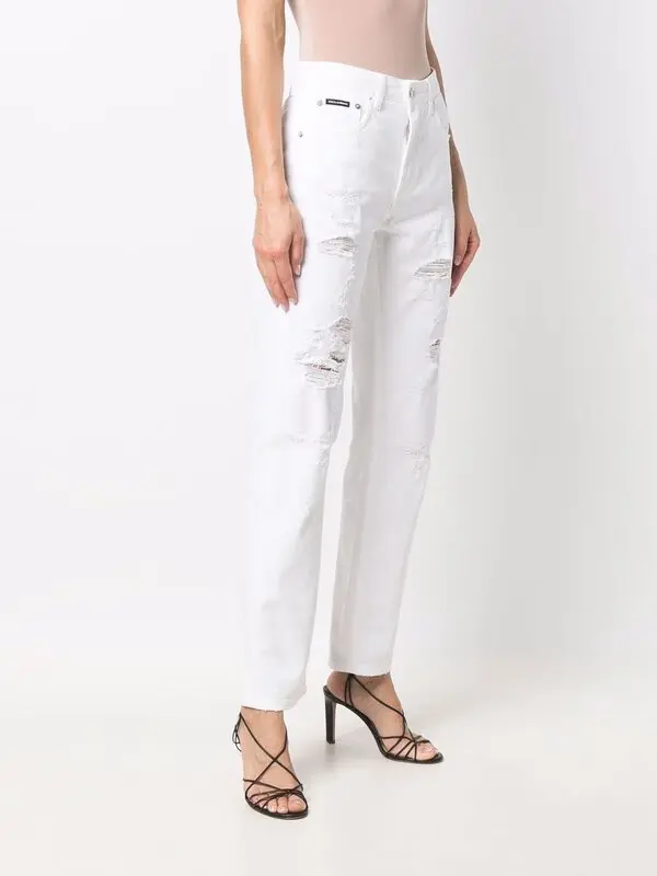 Dolce & Gabbana Distressed Boyfriend Jeans - White