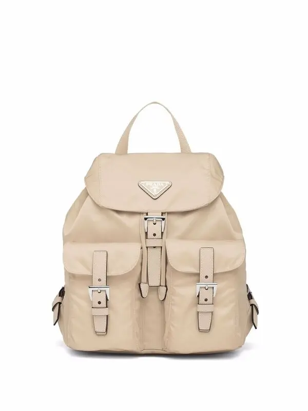 Prada Re-nylon Backpack With Saffiano Details - Neutrals