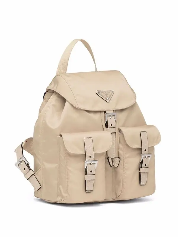 Prada Re-nylon Backpack With Saffiano Details - Neutrals