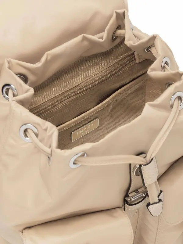 Prada Re-nylon Backpack With Saffiano Details - Neutrals