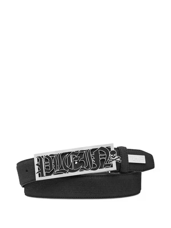 Philipp Plein Logo-plaque Leather Belt - Black