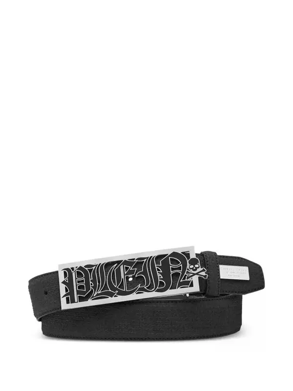Philipp Plein Logo-plaque Leather Belt - Black