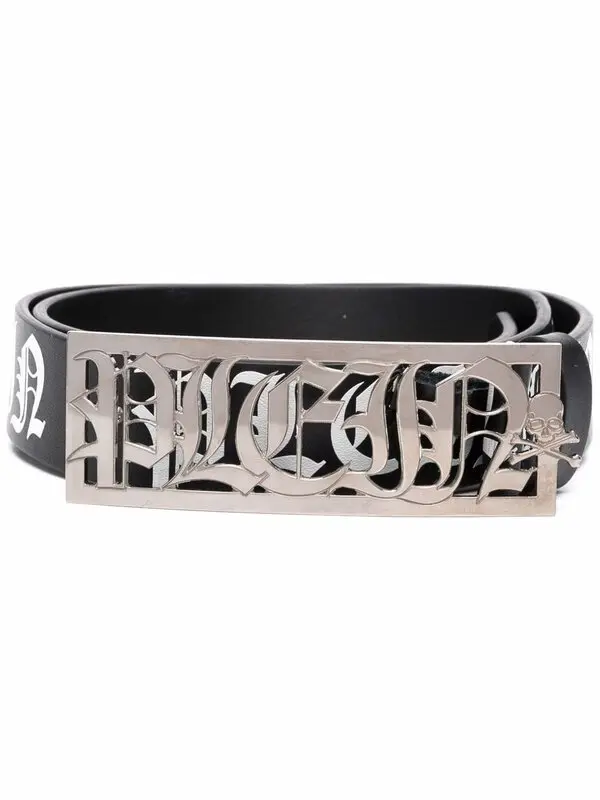 Philipp Plein Logo-plaque Leather Belt - Black