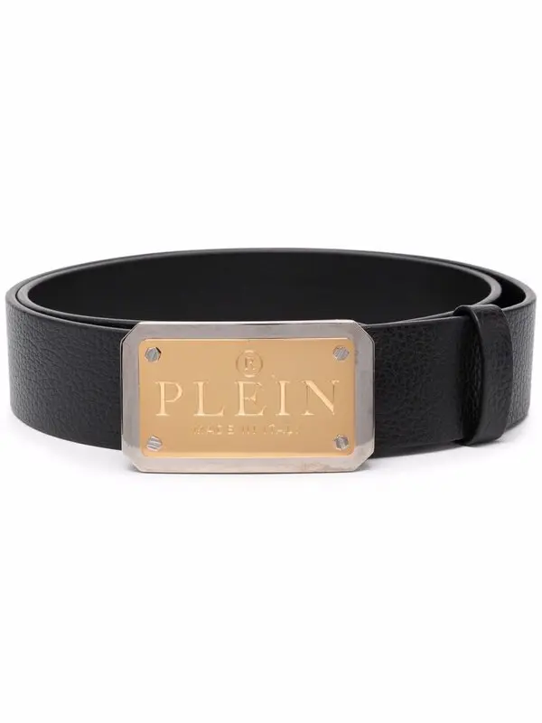Philipp Plein Logo-plaque Buckle Leather Belt - Black