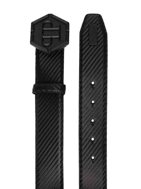 Philipp Plein Hexagon Logo Buckle Belt
