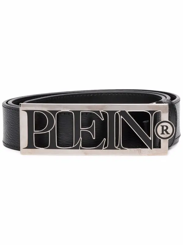 Philipp Plein Logo-plaque Leather Belt - Black