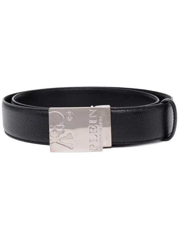 Philipp Plein Engraved-logo Buckle Belt - Black