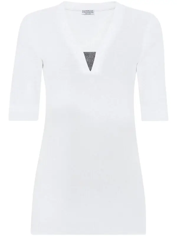 Brunello Cucinelli Monili Chain-embellished T-shirt - White