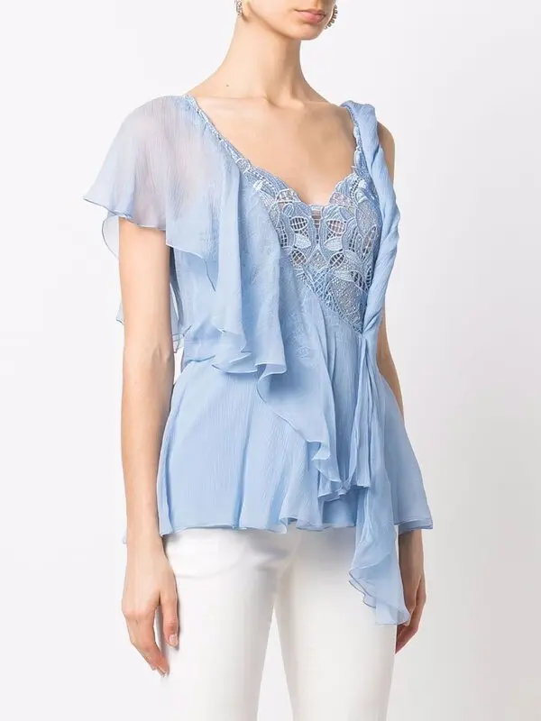 Alberta Ferretti Ruched Lace Detail Top