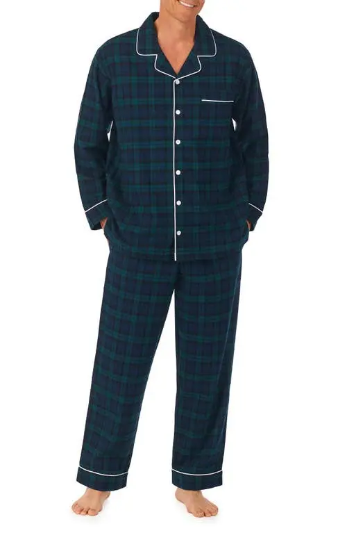 LANZ OF SALZBURG Plaid Flannel Pajamas - Blue/grn