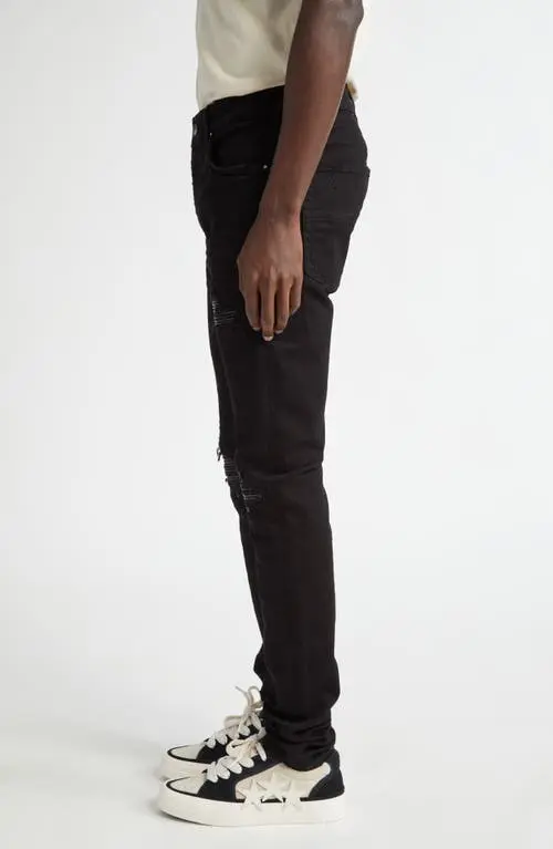 Amiri Mx1 Leather Patch Ripped Skinny Jeans - Black Od
