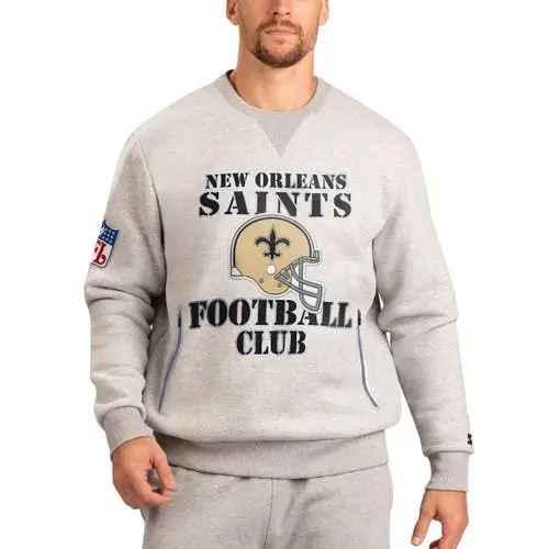 STARTER New Orleans Saints Locker Room Throwback End Zone Pullover Sweatshirt - Gray