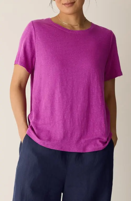 Eileen Fisher Organic Linen Crewneck T-shirt - Grape