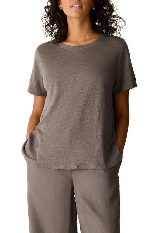 Eileen Fisher Organic Linen Crewneck T-shirt - Walnut