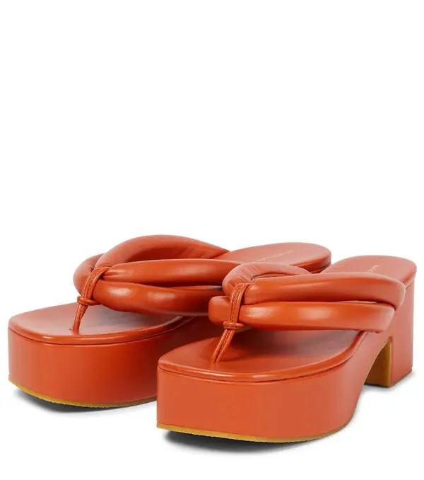 Dries Van Noten Leather Platform Thong Sandals