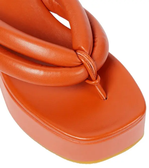 Dries Van Noten Leather Platform Thong Sandals