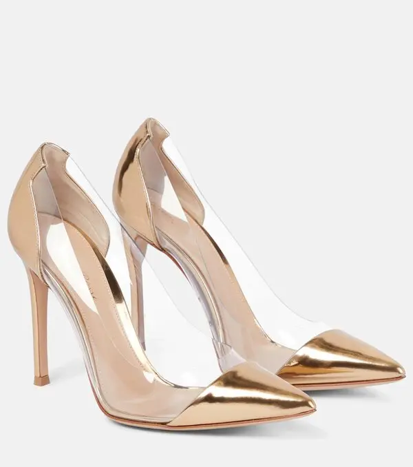 GIANVITO ROSSI Plexi 105 Leather And Pvc Pumps - Gold