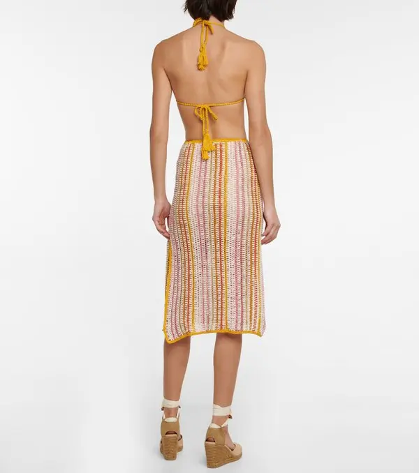 Anna Kosturova Ring Halterneck Crochet Dress